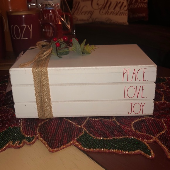 Rae Dunn | Holiday | Rae Dunn Peace Love Joy Wood Book Stack | Poshmark